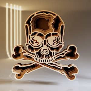 Skull 3D Multilayer SVG, Laser Cut File, Skull Digital Art, Gift for ...