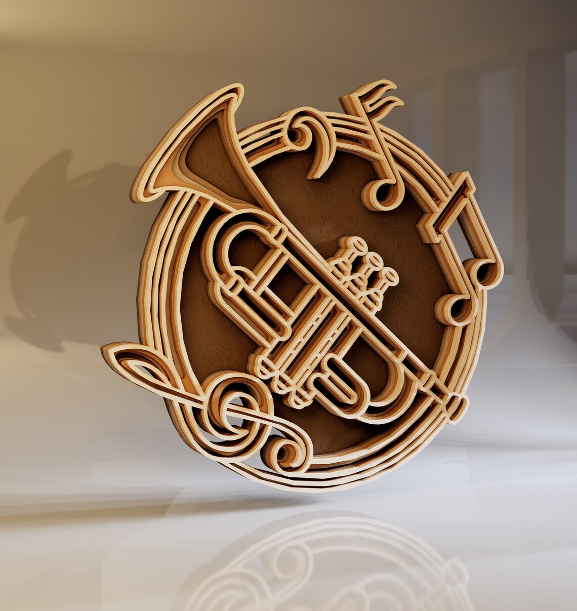 3D Trumpet Multilayer SVG, Laser Cut File, Home Decor for Musician ...