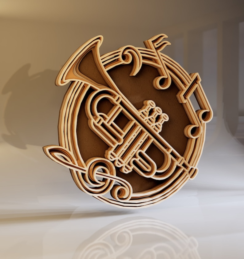 3D Trumpet Multilayer SVG, Laser Cut File, Home Decor for Musician ...