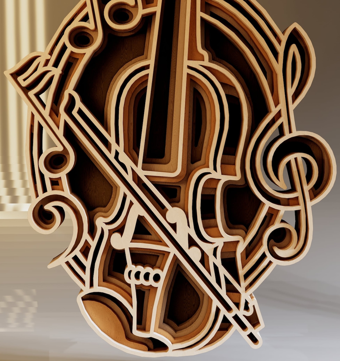 Violin 3D Layered SVG Laser Cut File, Music Craft Gift, Violin SVG ...
