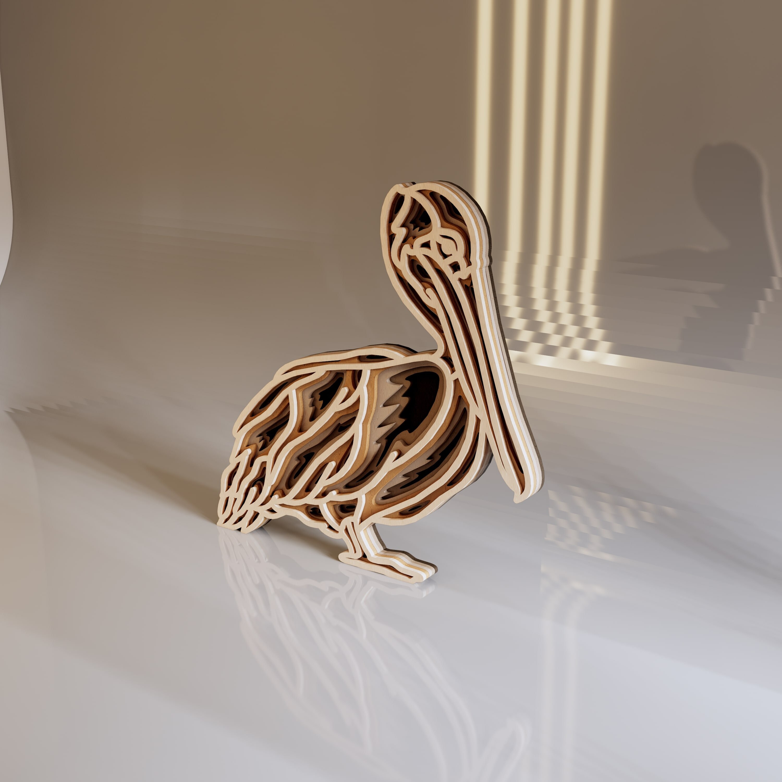 3D Pelican Multilayer SVG, Laser Cut File, Pelican Digital Art, Digital ...