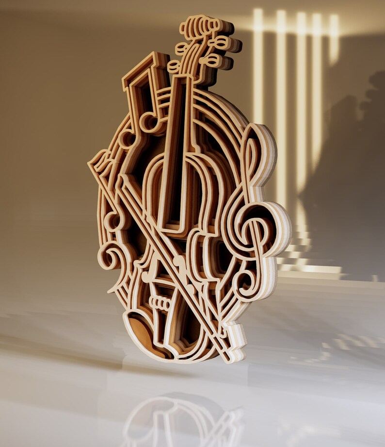 Violin 3D Layered SVG Laser Cut File, Music Craft Gift, Violin SVG ...