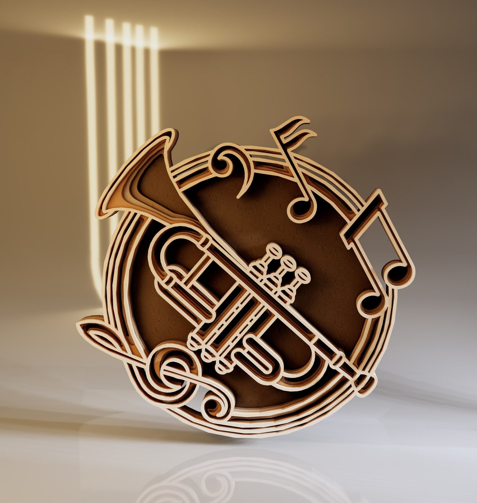 3D Trumpet Multilayer SVG, Laser Cut File, Home Decor for Musician ...