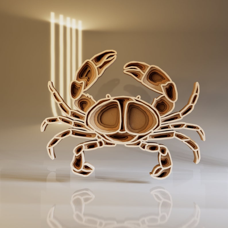 3D Crab Svg Multilayered File, Laser Cut Files, Home Decor for Living ...