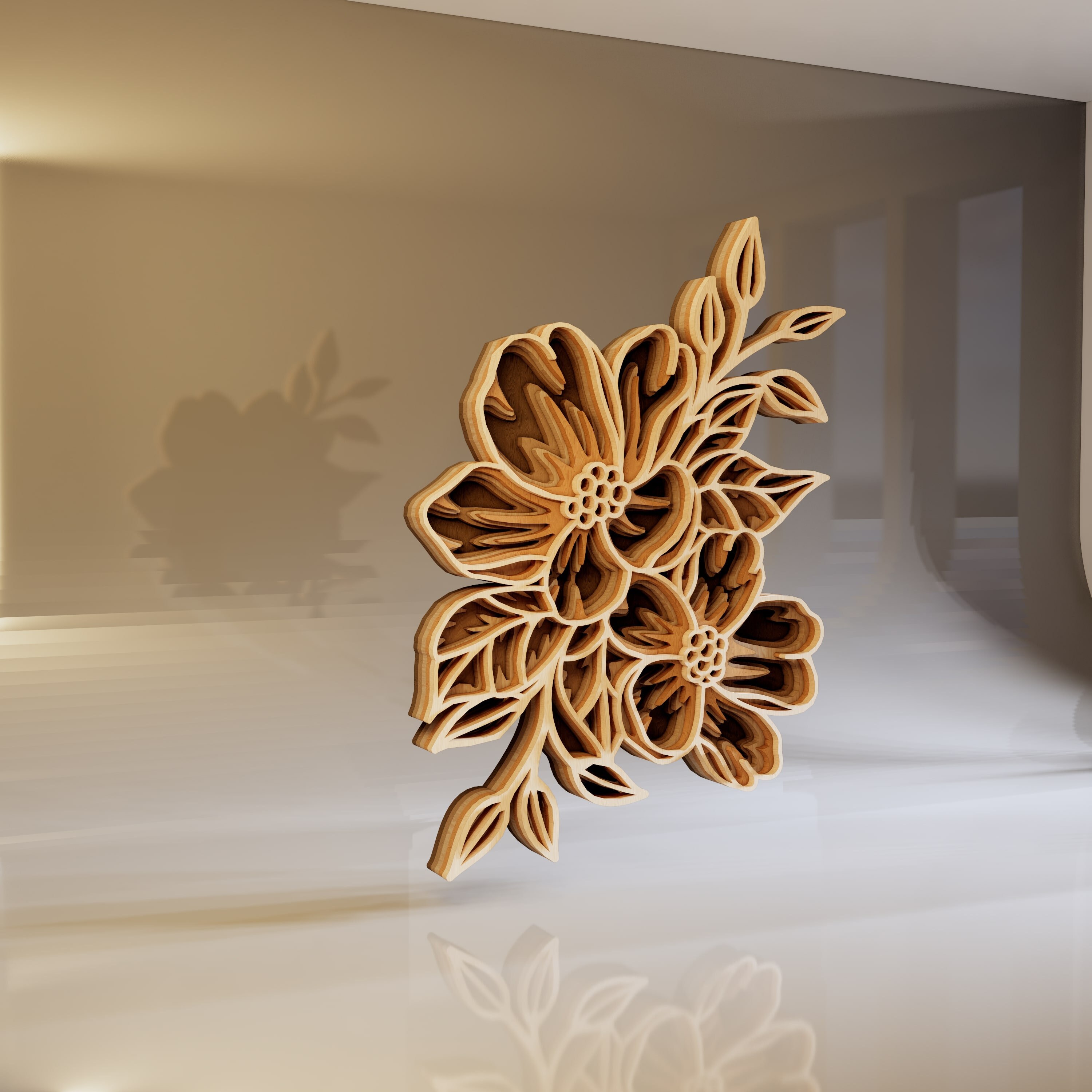 Flowers 3D Multilayer SVG, Laser Cut File, Flowers Digital Art, Gift ...