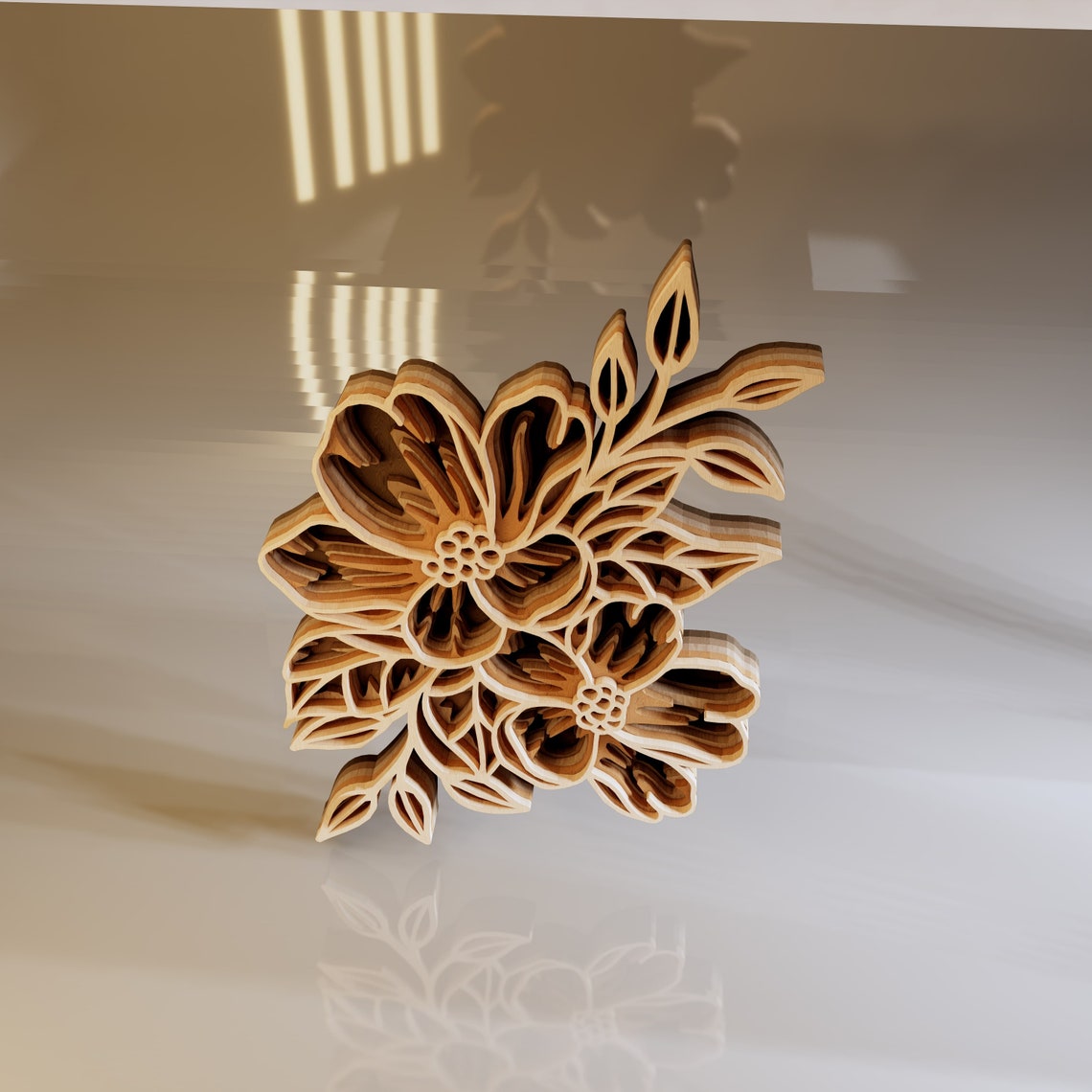 Flowers 3D Multilayer SVG, Laser Cut File, Flowers Digital Art, Gift ...