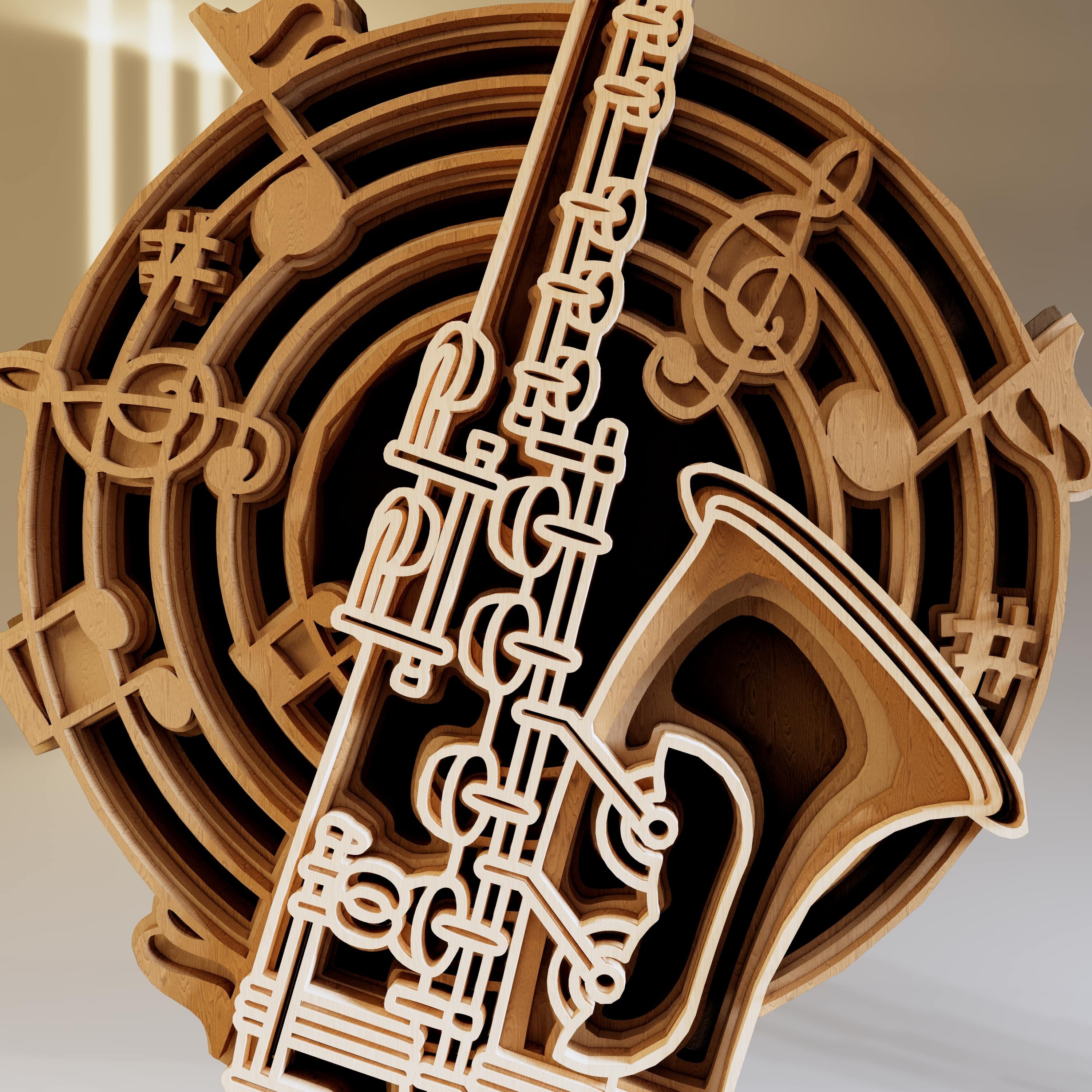 Saxophone 3D SVG Multilayered File, 5 Layer Laser Cut File, Music Note ...