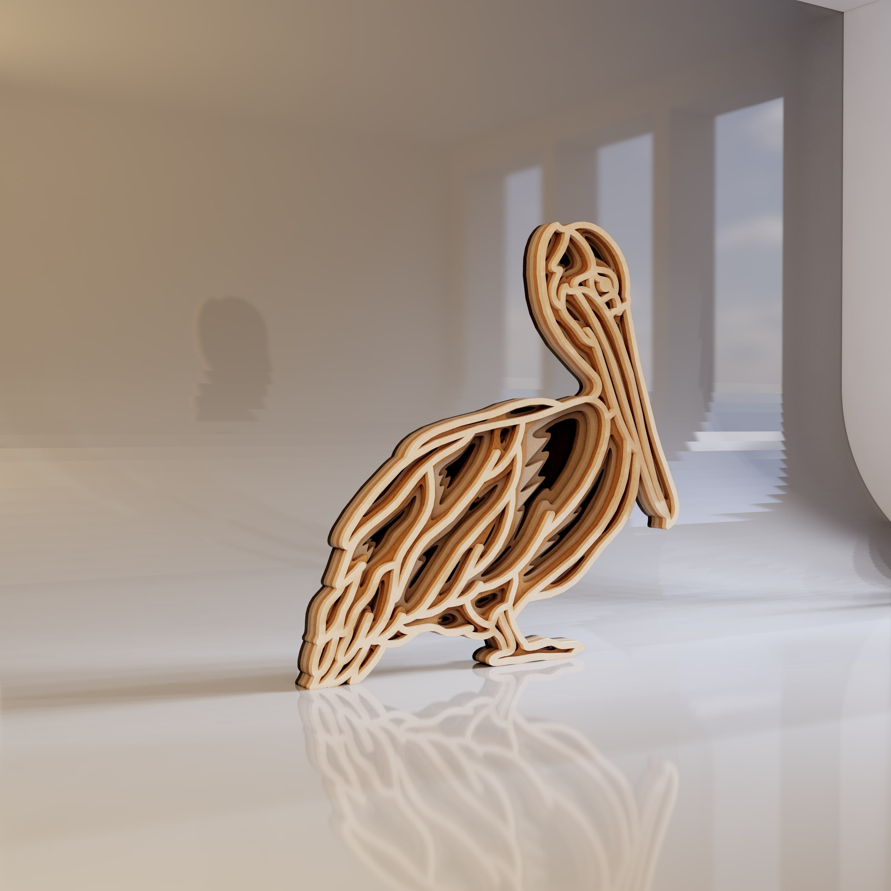 3D Pelican Multilayer SVG, Laser Cut File, Pelican Digital Art, Digital ...