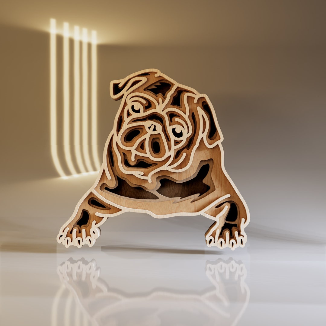 Pug Dog 3D Multilayer SVG, Laser Cut File, Dog Digital Art, Gift for ...