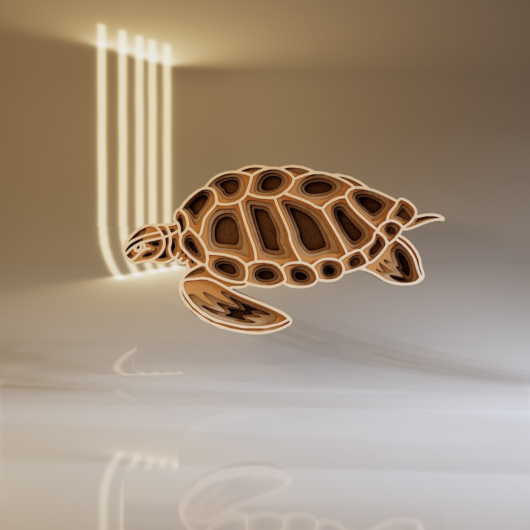 Turtle 3D Layered SVG, Laser Cut File, Turtle Digital Art, Gift for ...