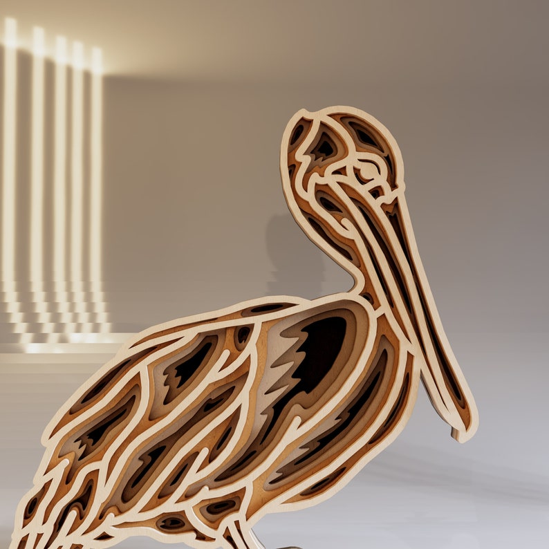 3D Pelican Multilayer SVG, Laser Cut File, Pelican Digital Art, Digital ...