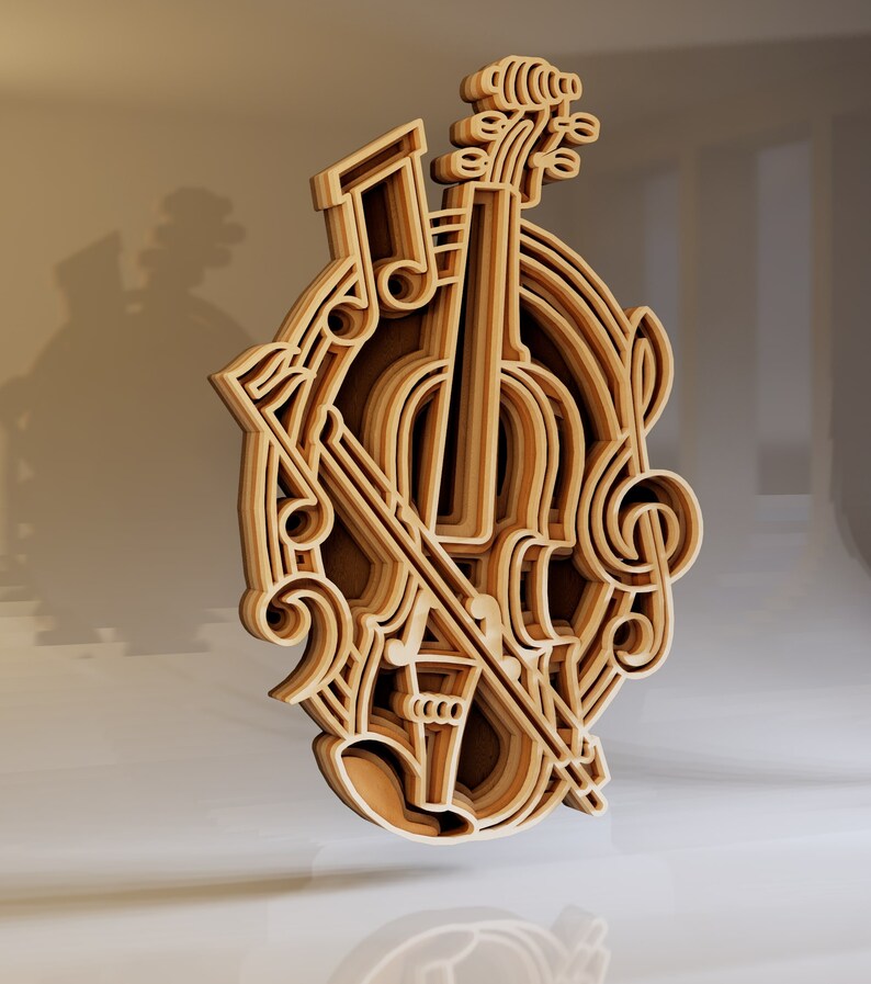 Violin 3D Layered SVG Laser Cut File, Music Craft Gift, Violin SVG ...