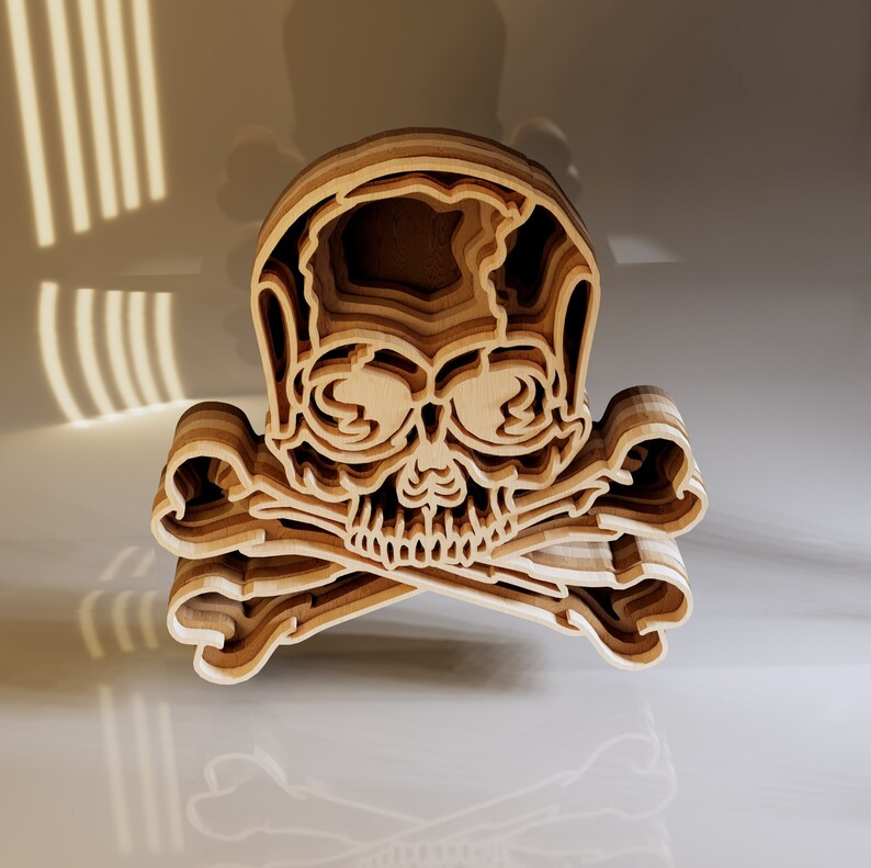 Skull 3D Multilayer SVG, Laser Cut File, Skull Digital Art, Gift for ...