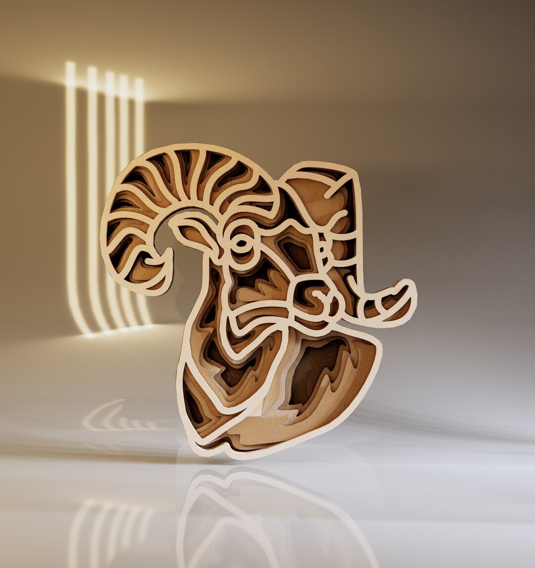 Ram 3D Multilayer SVG, Laser Cut File, Ram Digital Art, Gift for ...