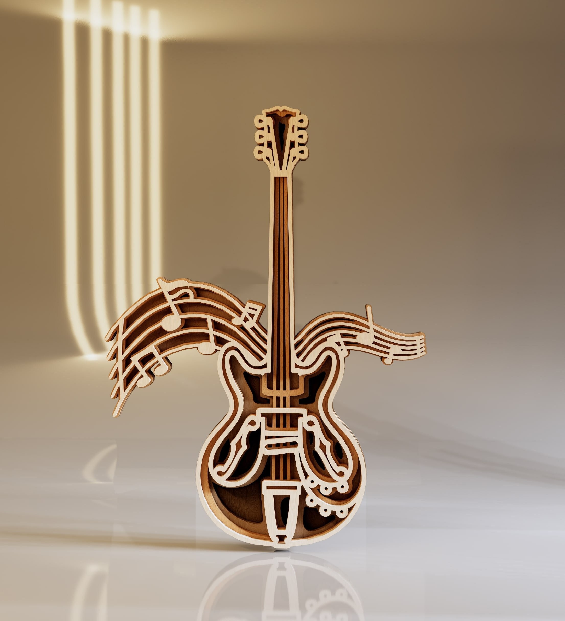 Guitar 3D SVG Multilayered File, Laser Cut File, Music Note SVG ...