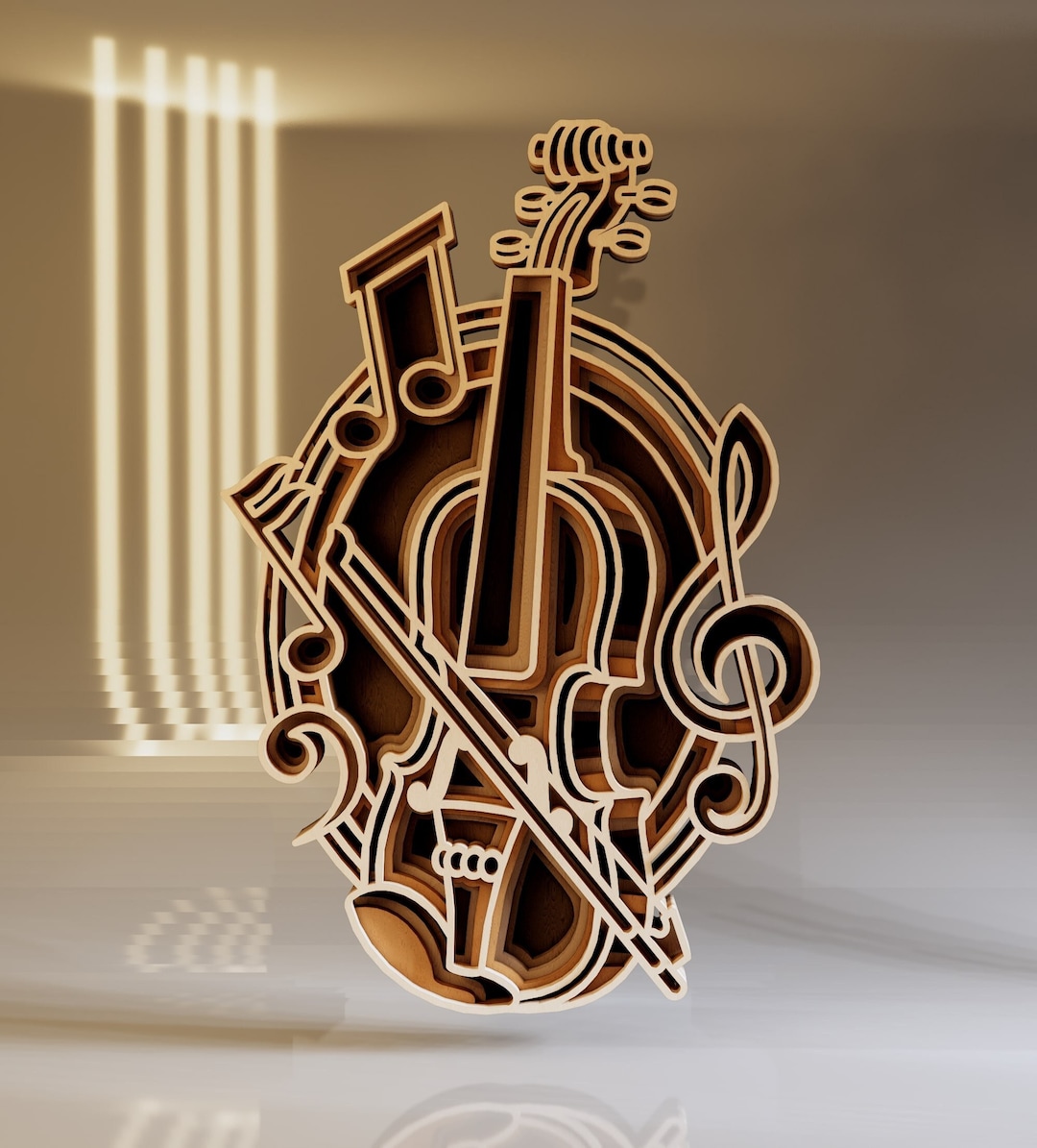 Violin 3D Layered SVG Laser Cut File, Music Craft Gift, Violin SVG ...