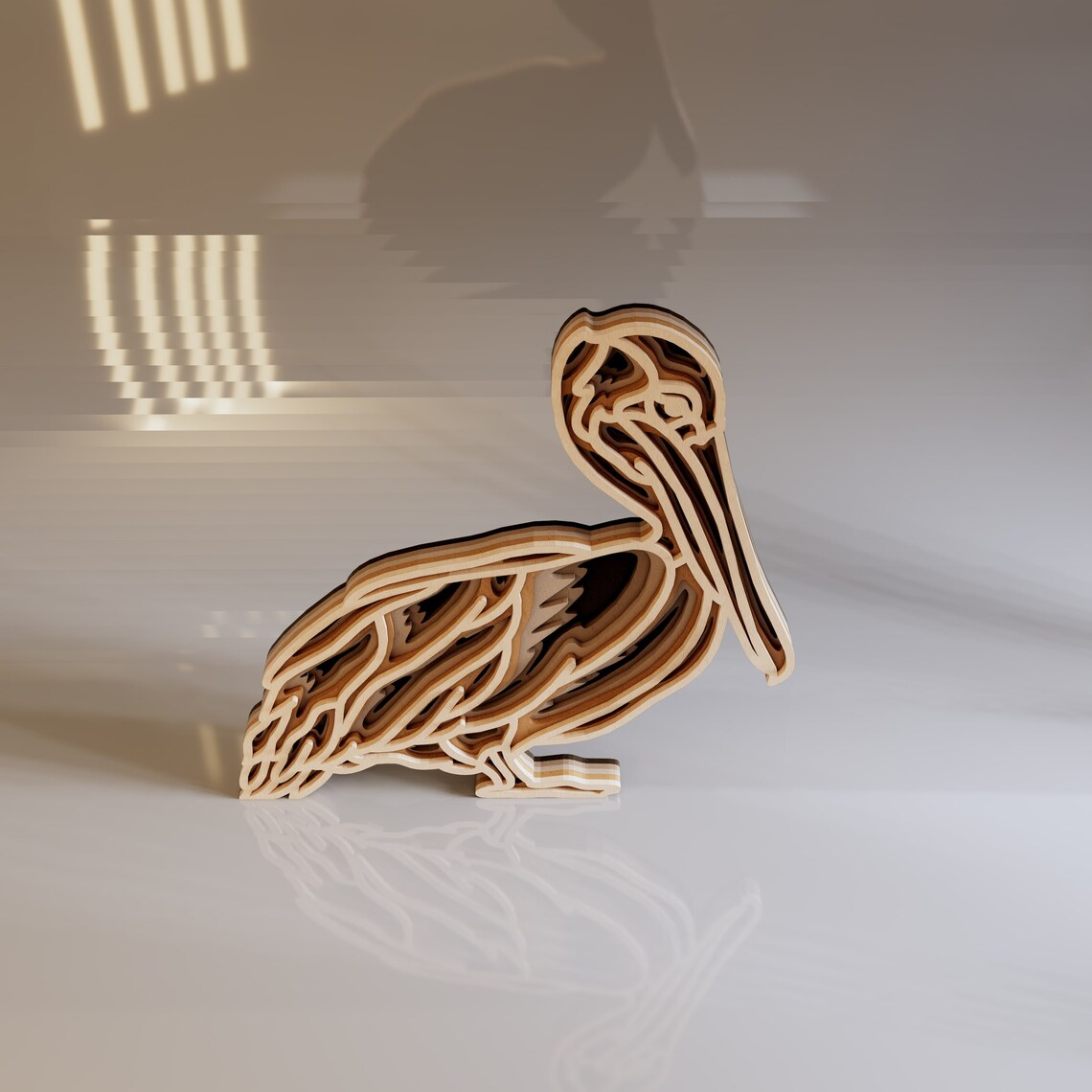 3D Pelican Multilayer SVG, Laser Cut File, Pelican Digital Art, Digital ...