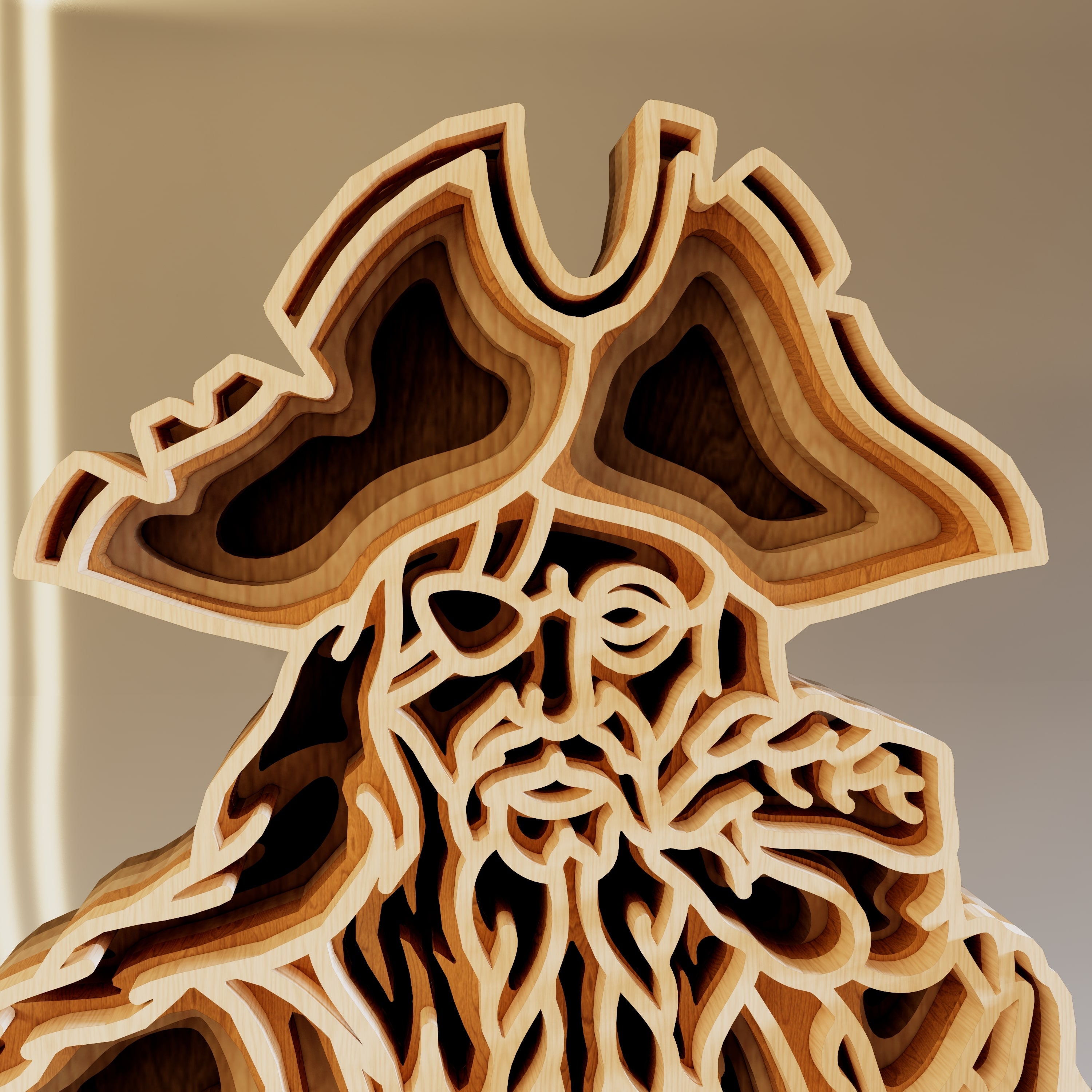 Pirate 3D Layered SVG Laser Cut File, Unique Gift for Crafter, Digital ...