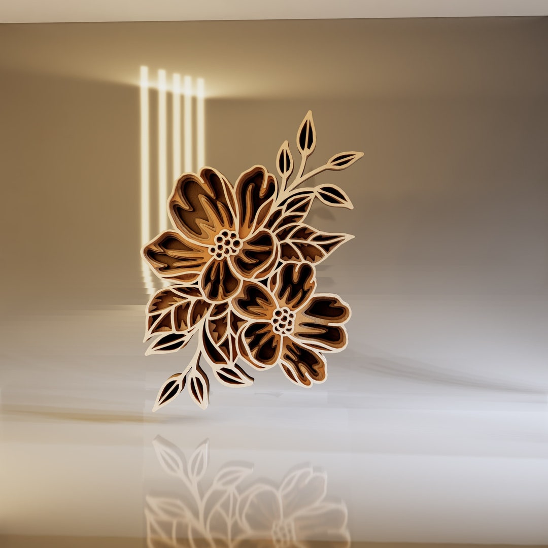Flowers 3D Multilayer SVG, Laser Cut File, Flowers Digital Art, Gift ...