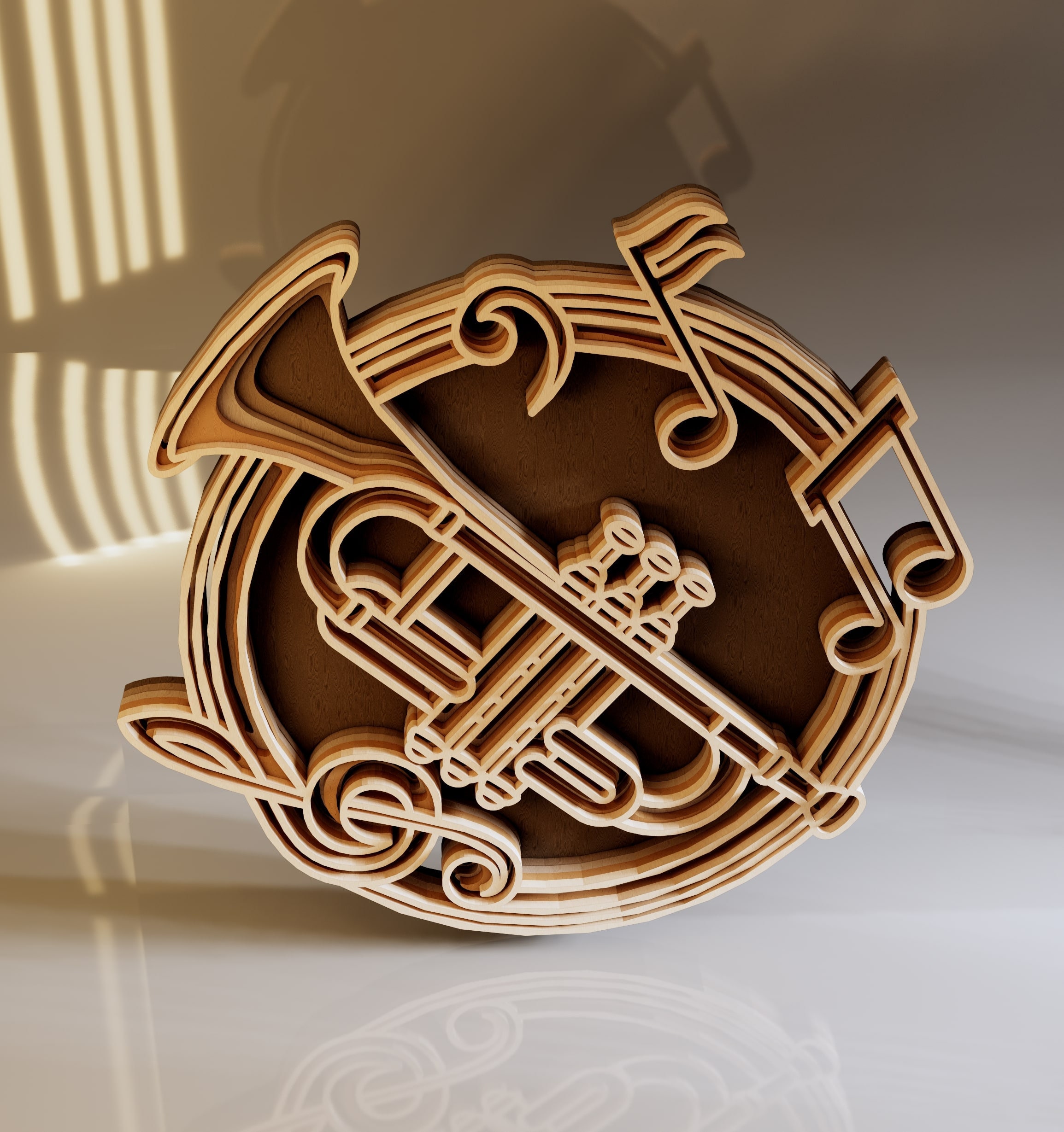 3D Trumpet Multilayer SVG, Laser Cut File, Home Decor for Musician ...