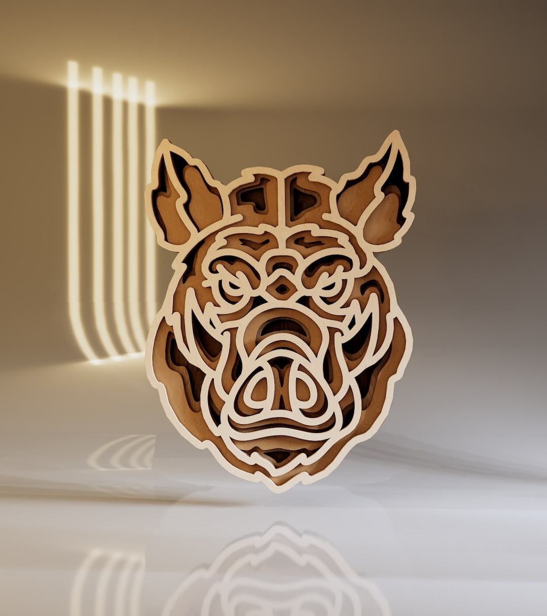 Boar SVG Layered 3D File, Craft Laser Cut Files, Mandala Home Decor ...