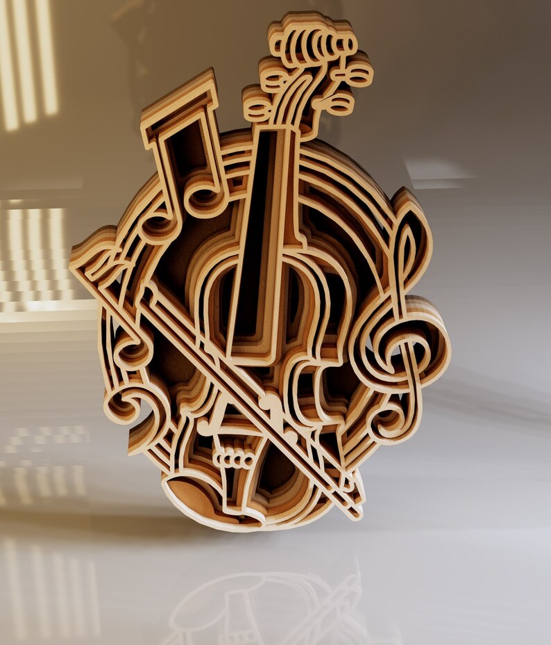 Violin 3D Layered SVG Laser Cut File, Music Craft Gift, Violin SVG ...