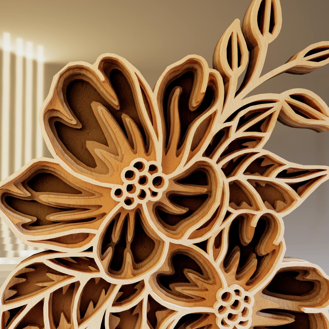 Flowers 3D Multilayer SVG, Laser Cut File, Flowers Digital Art, Gift ...