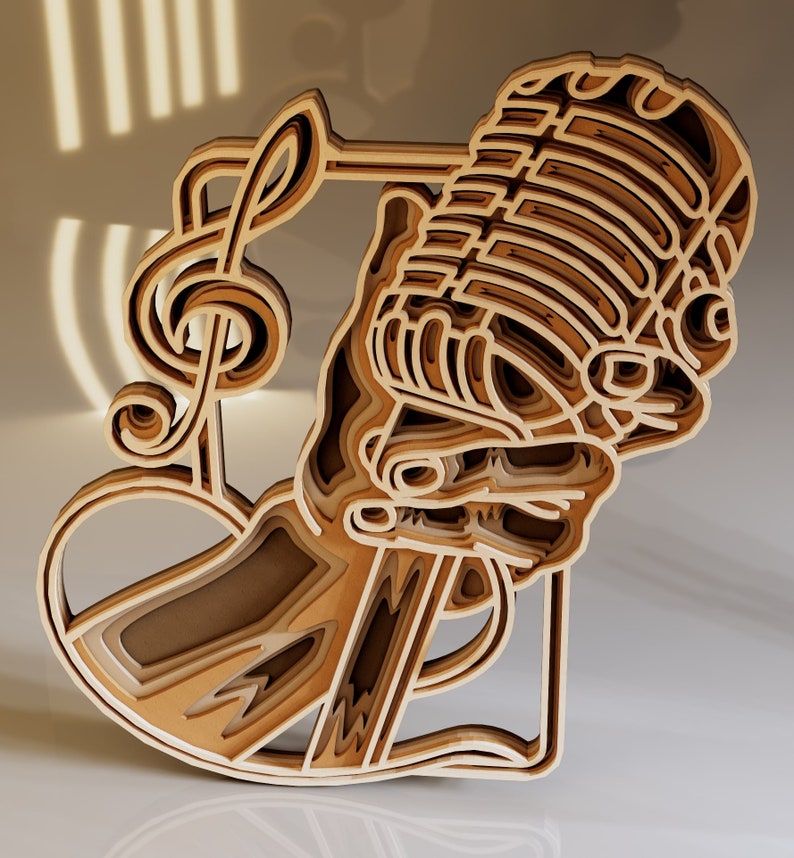 3D Singer Layered SVG, Laser Cut File, Craft Gift, Music Items SVG ...