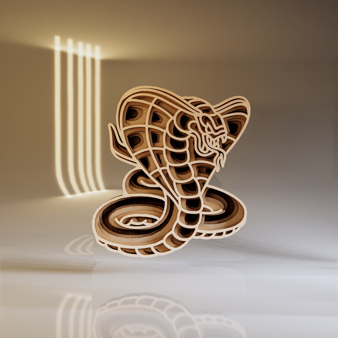 3D Cobra Layered SVG, Laser Cut File, Cobra Digital Art, Gift for ...