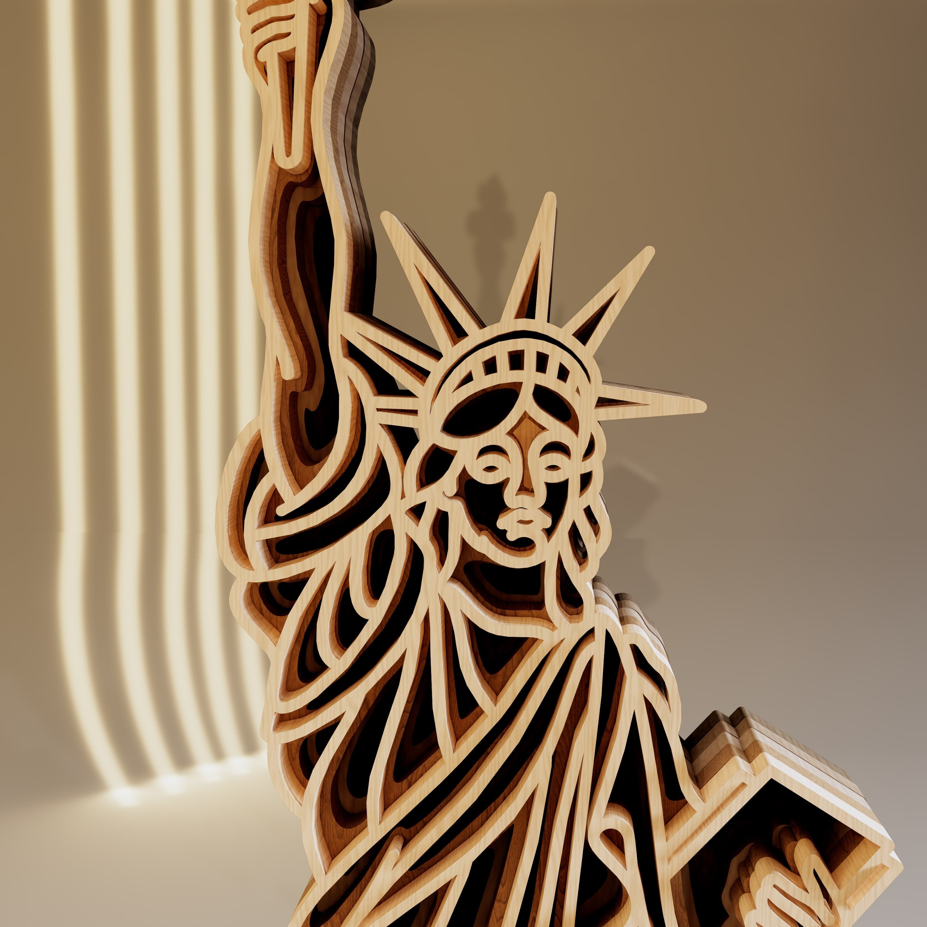 Statue of Liberty SVG Layered 3D File, Laser Cut Files, Craft Home ...