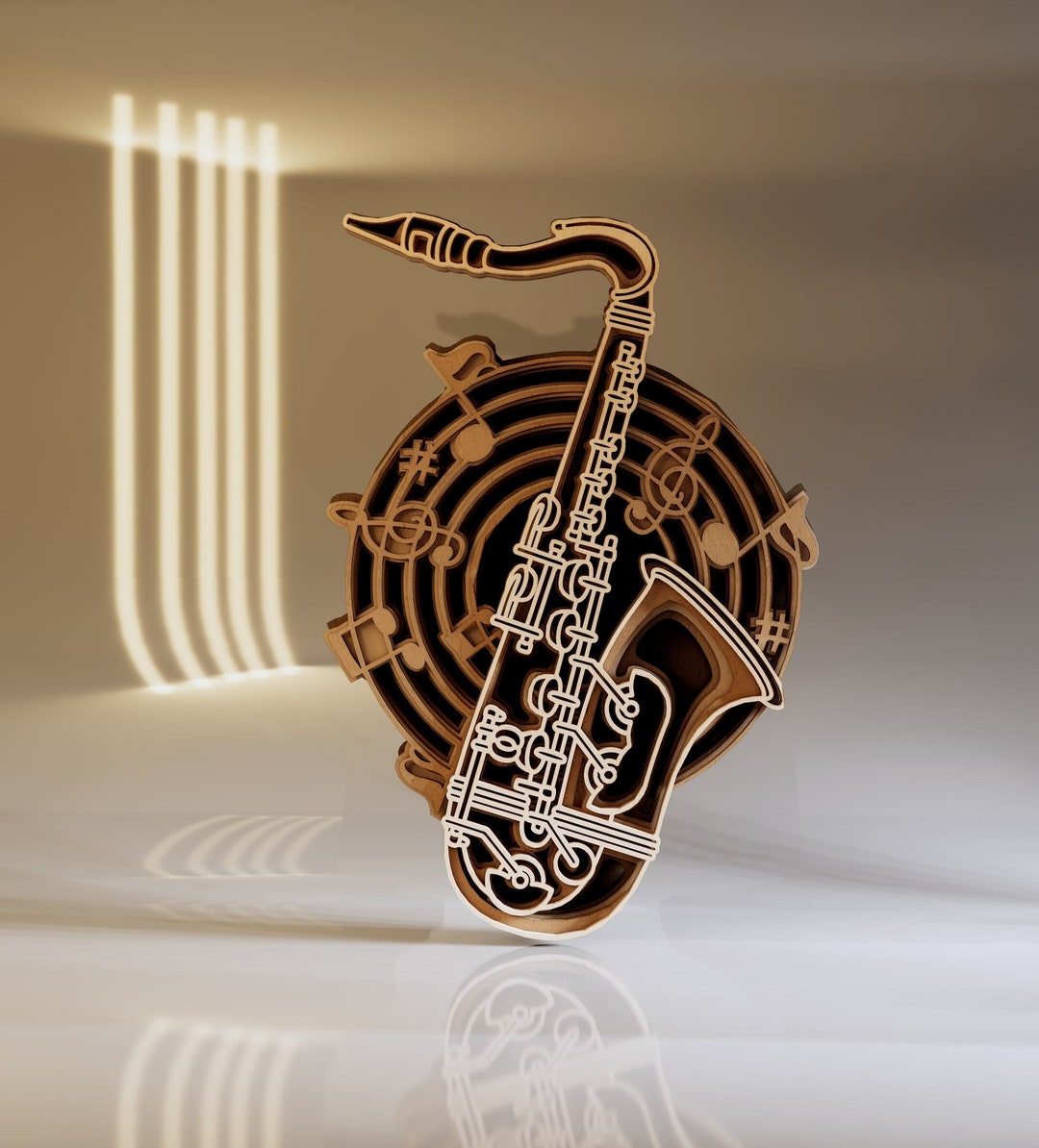 Saxophone 3D SVG Multilayered File, 5 Layer Laser Cut File, Music Note ...