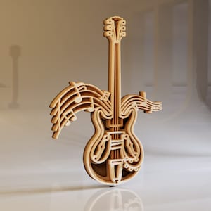 Guitar 3D SVG Multilayered File, Laser Cut File, Music Note SVG ...