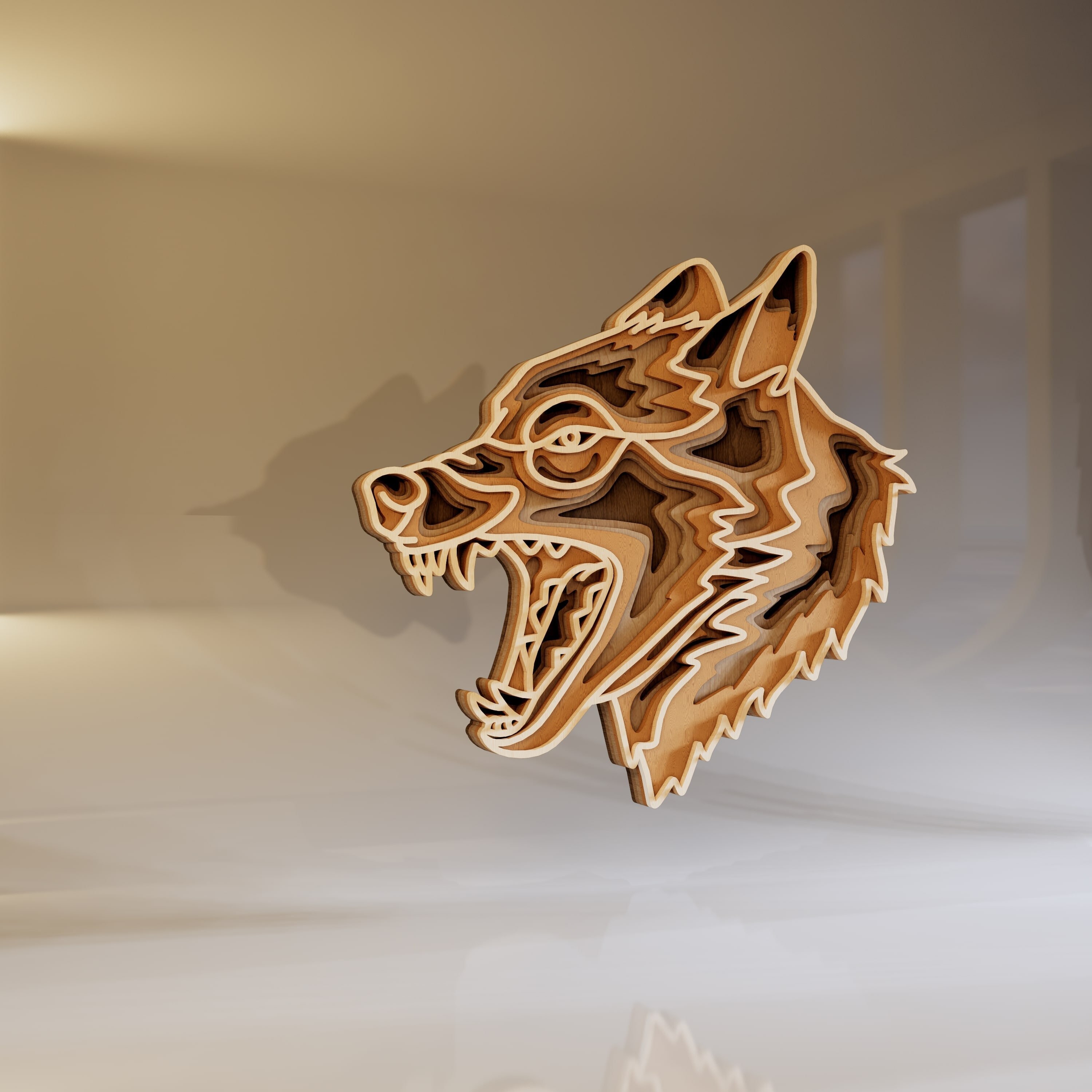 3D Wolf SVG Multilayered File, Mandala Laser Cut Files, Home Decor for ...