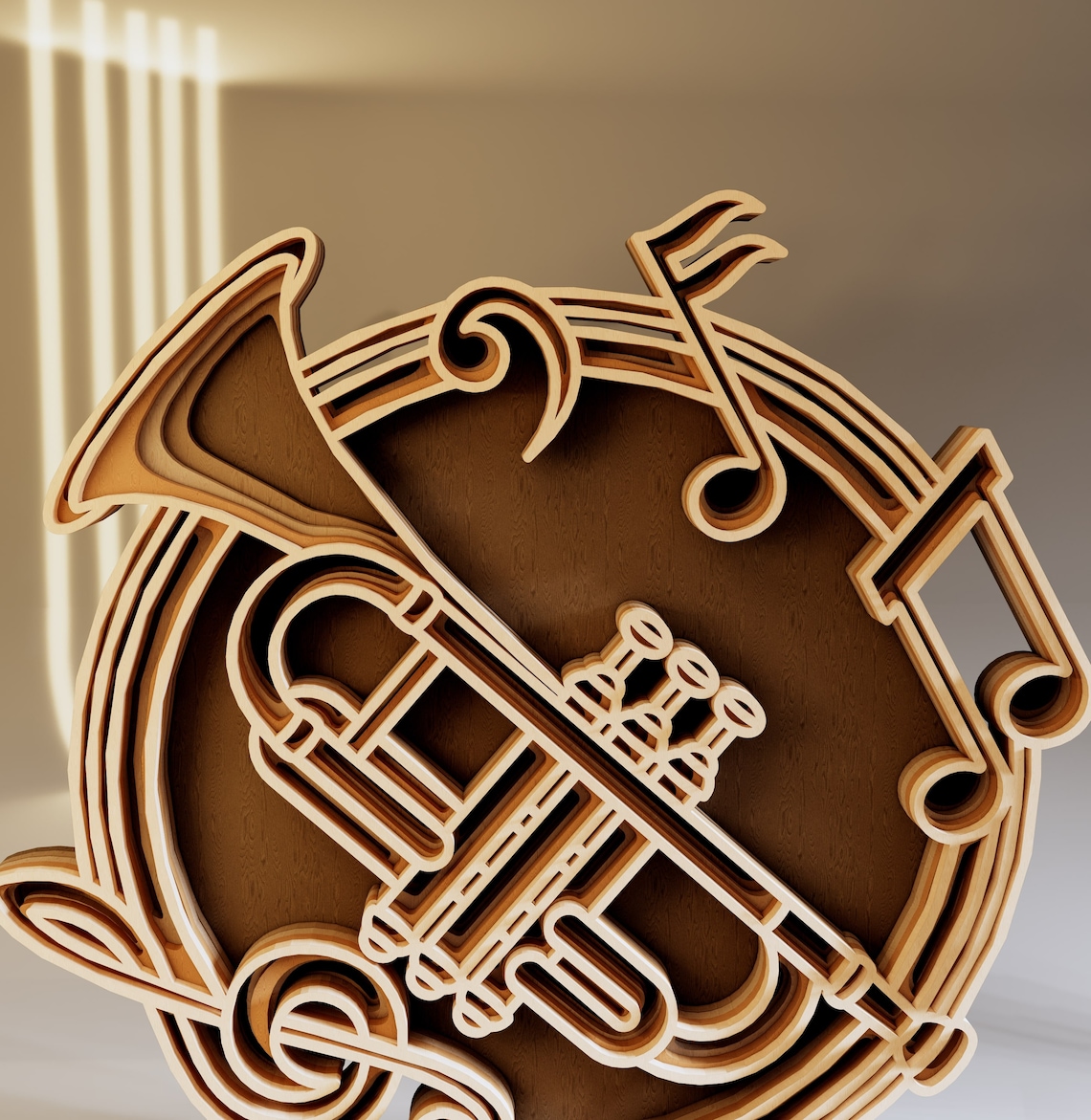 3D Trumpet Multilayer SVG, Laser Cut File, Home Decor for Musician ...
