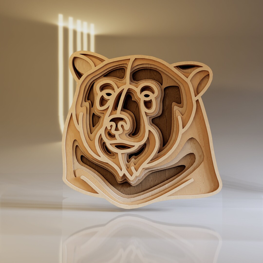 Bear 3D Multilayer SVG, Laser Cut File, Bear Digital Art, Gift for ...