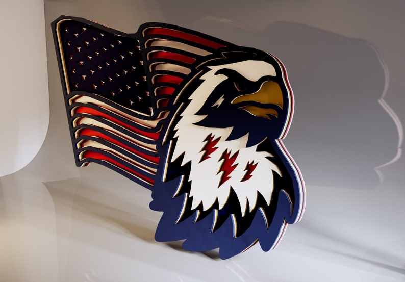 American Flag With Eagle 3D Layer SVG, Laser Cut File, Gift for Crafter ...