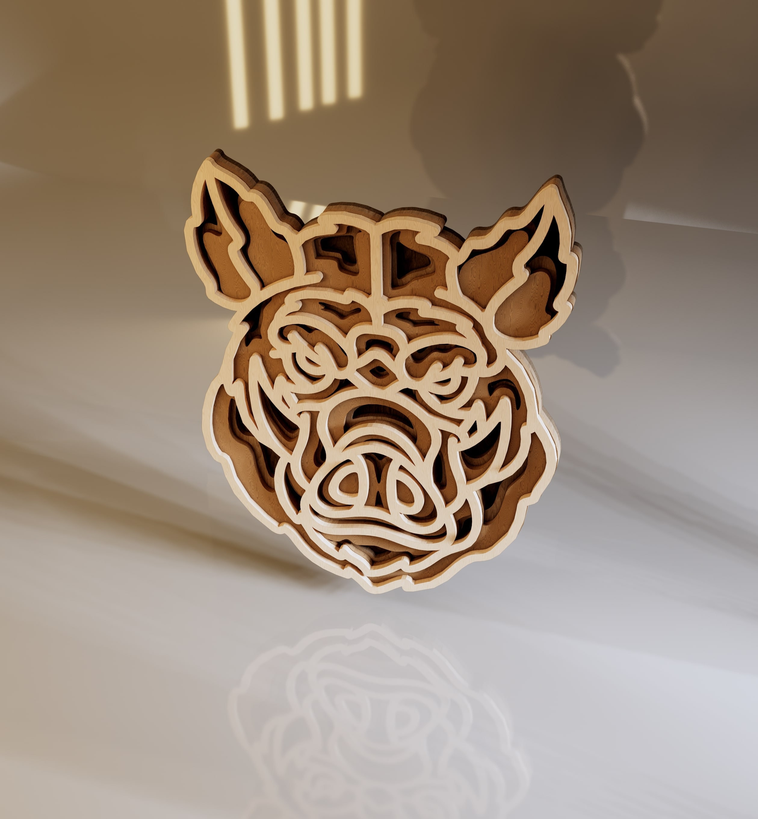 Boar SVG Layered 3D File, Craft Laser Cut Files, Mandala Home Decor ...
