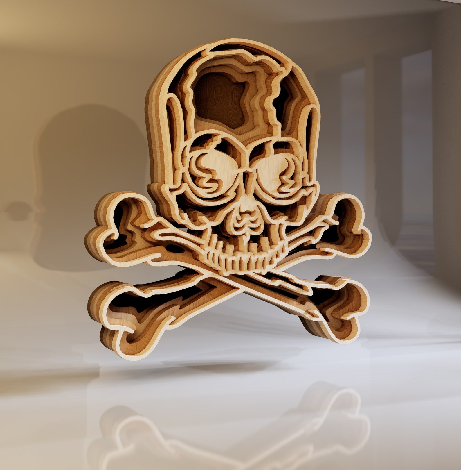 Skull 3D Multilayer SVG, Laser Cut File, Skull Digital Art, Gift for ...