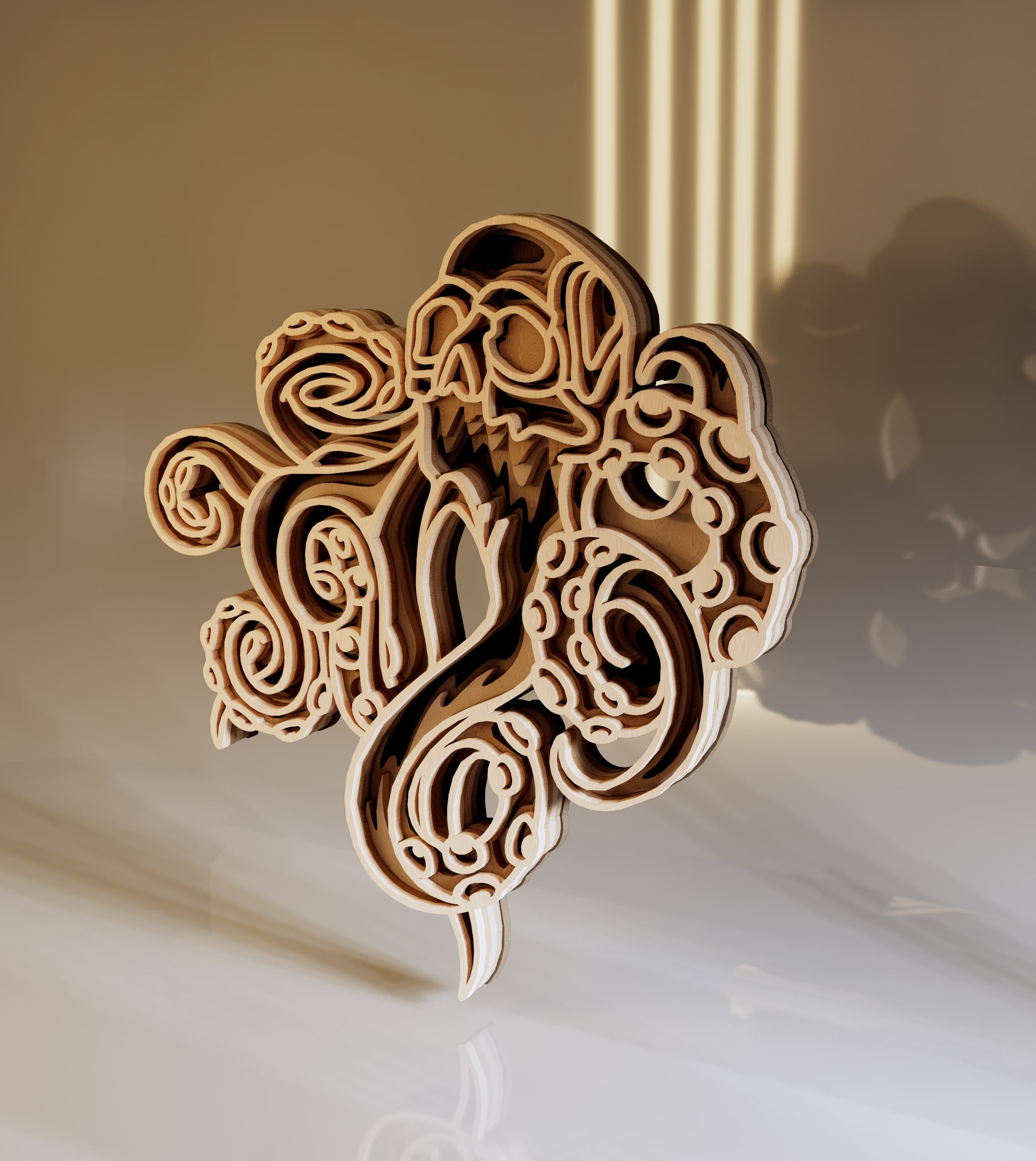 Kraken Skull 3D Layered SVG File, Laser Cut File, Kraken SVG, Digital ...