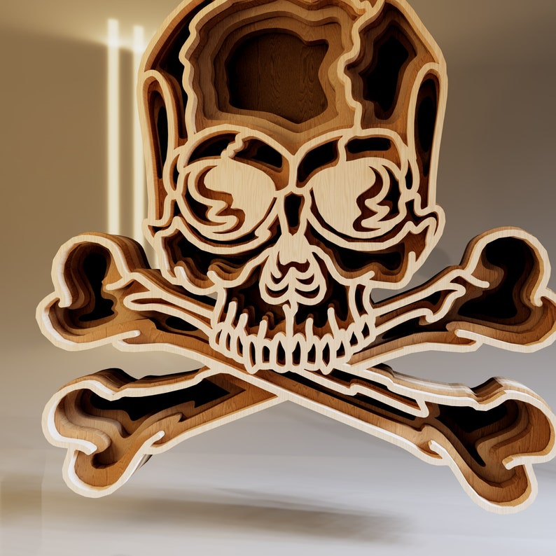 Skull 3D Multilayer SVG, Laser Cut File, Skull Digital Art, Gift for ...