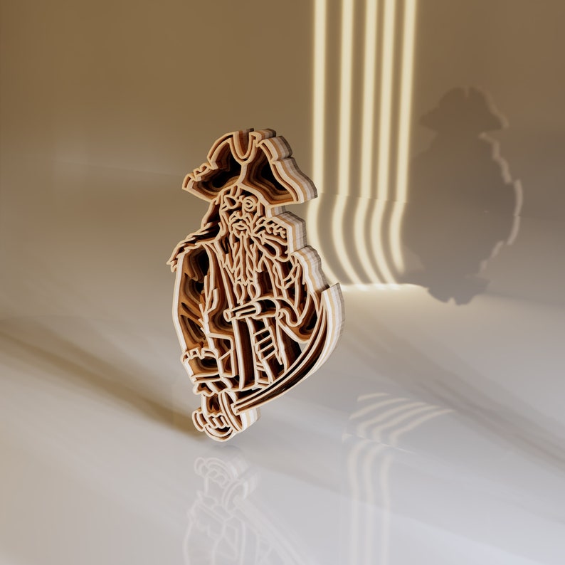 Pirate 3D Layered SVG Laser Cut File, Unique Gift for Crafter, Digital ...