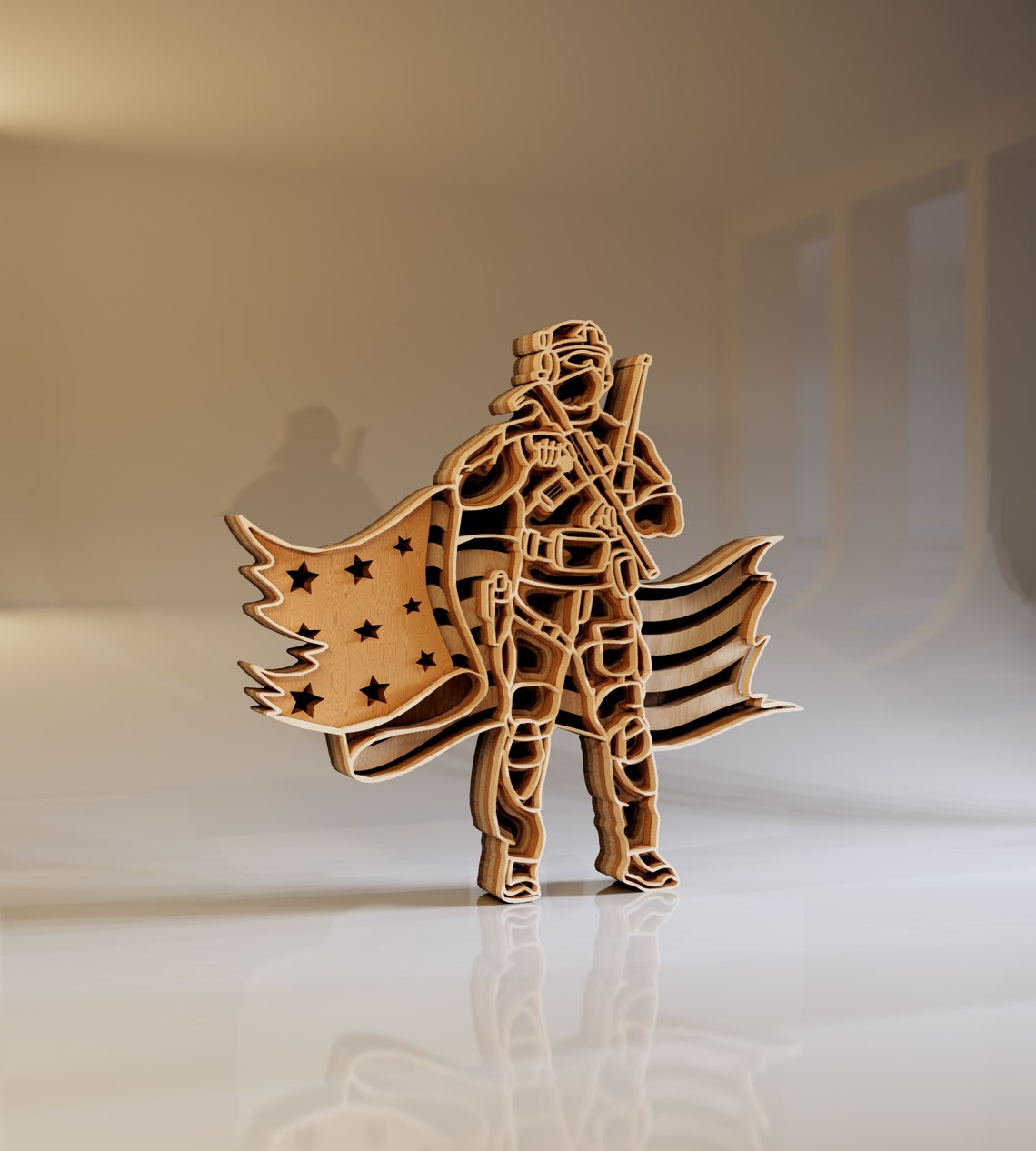 Soldier 3D Multilayer SVG Laser Cut File, Unique Gift for Crafter ...