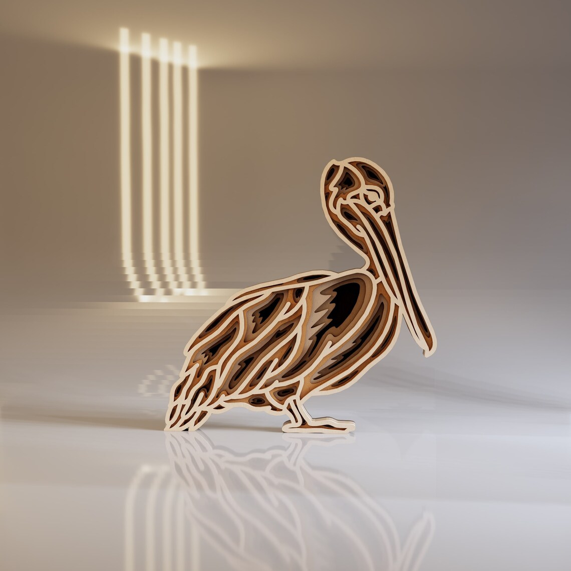 3D Pelican Multilayer SVG, Laser Cut File, Pelican Digital Art, Digital ...