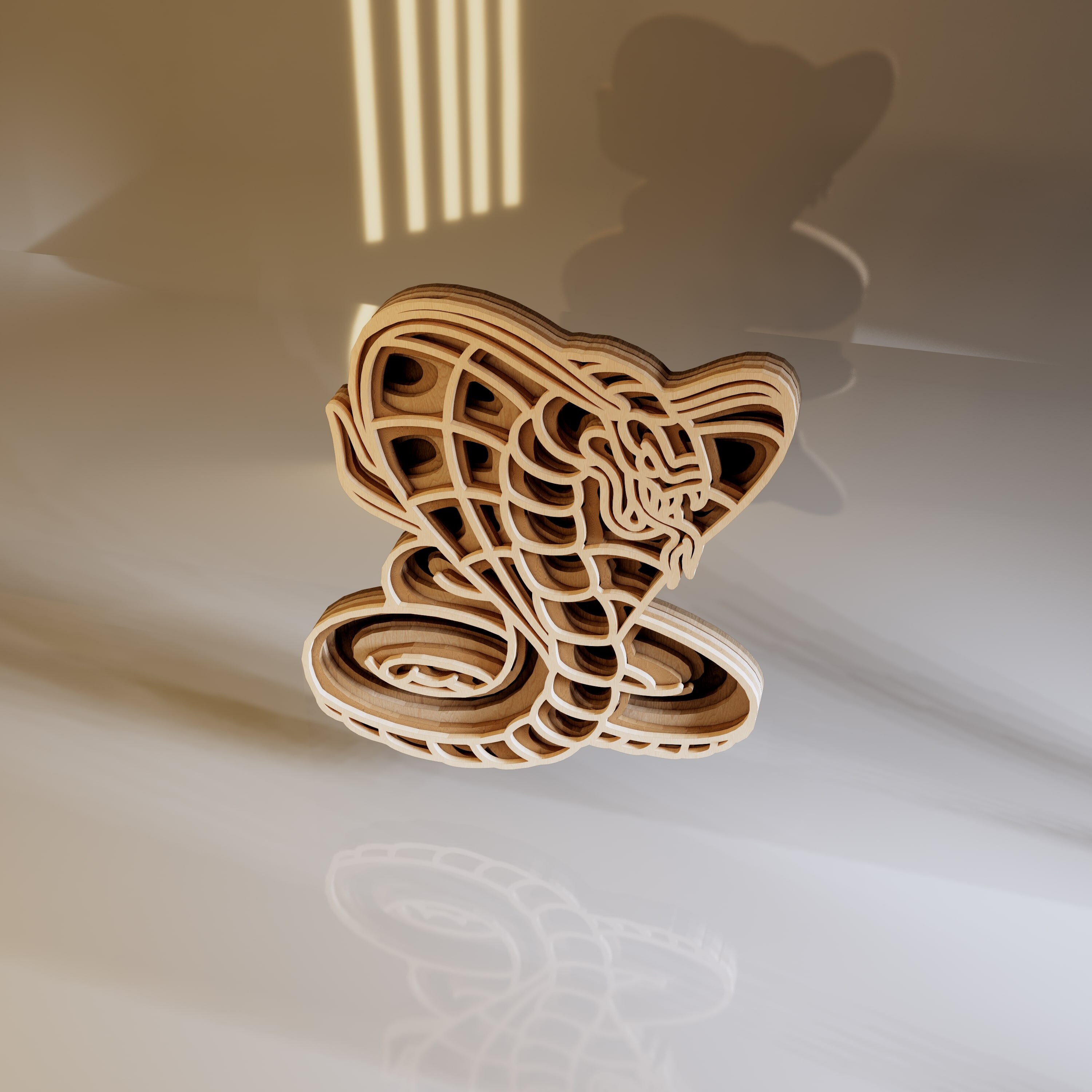 3D Cobra Layered SVG, Laser Cut File, Cobra Digital Art, Gift for ...