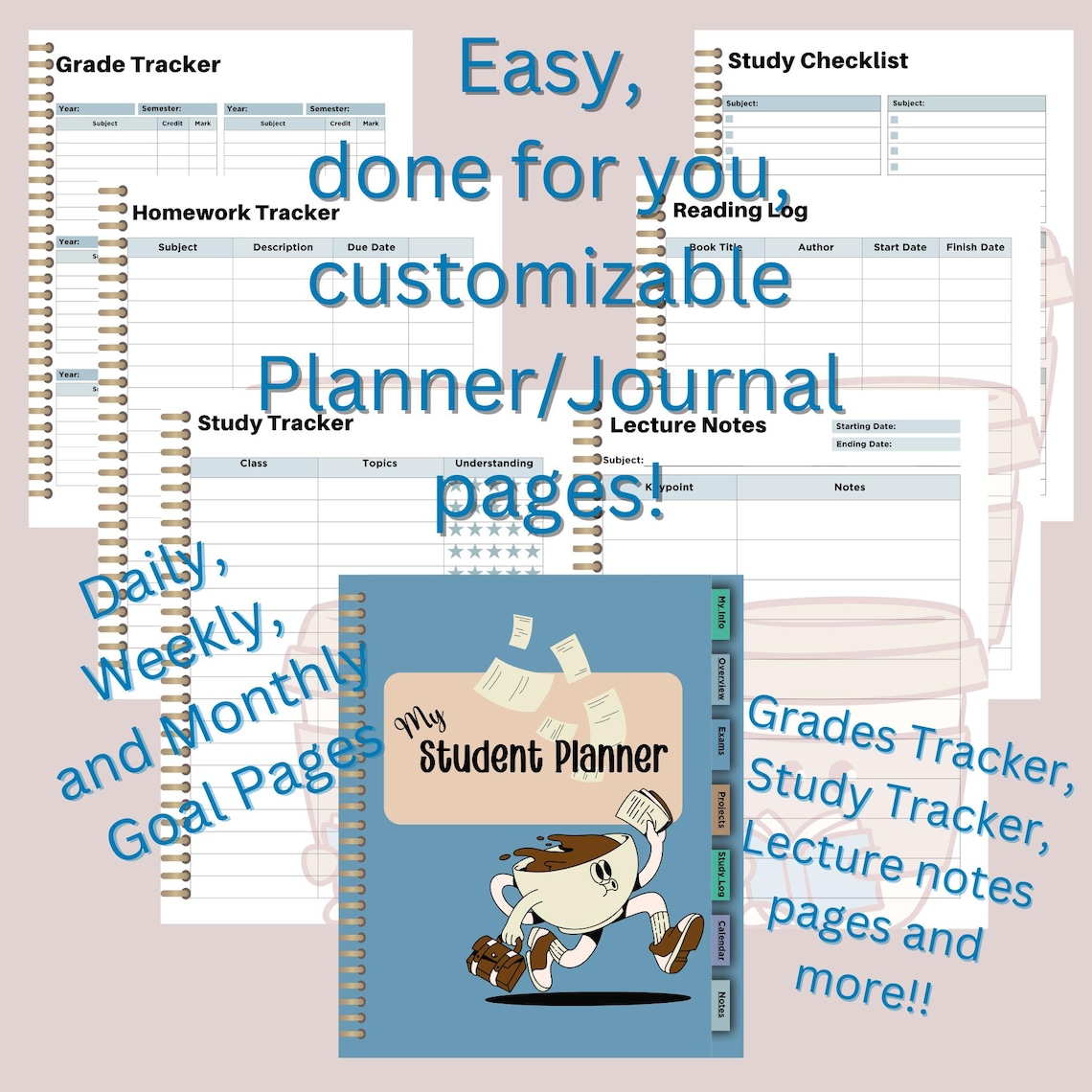 Student Planner Journal Monthly and Daily Journal With Assignment ...