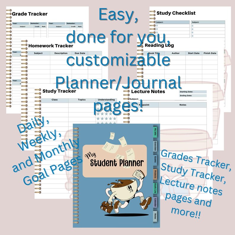 Student Planner Journal Monthly and Daily Journal With Assignment ...