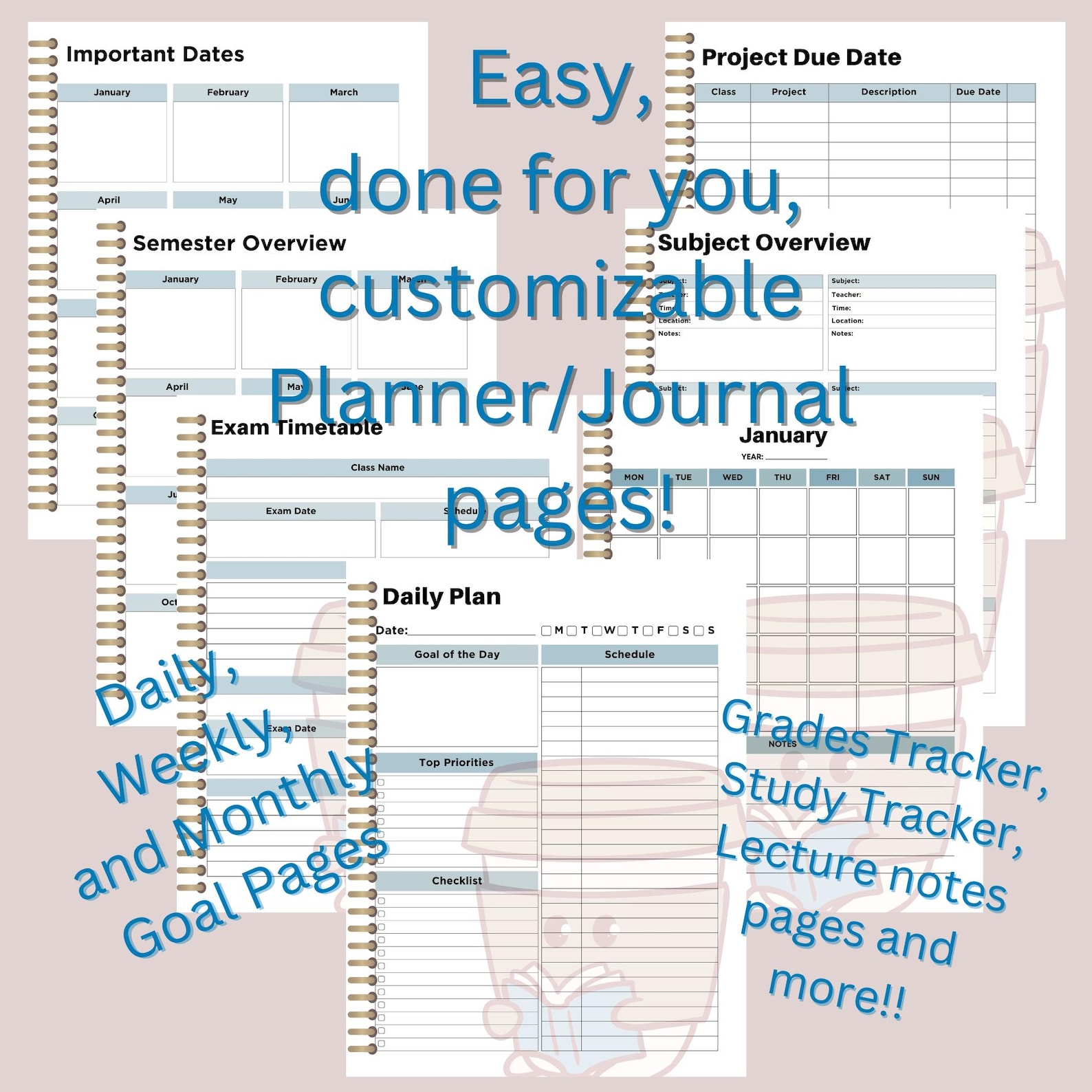 Student Planner Journal Monthly and Daily Journal With Assignment ...
