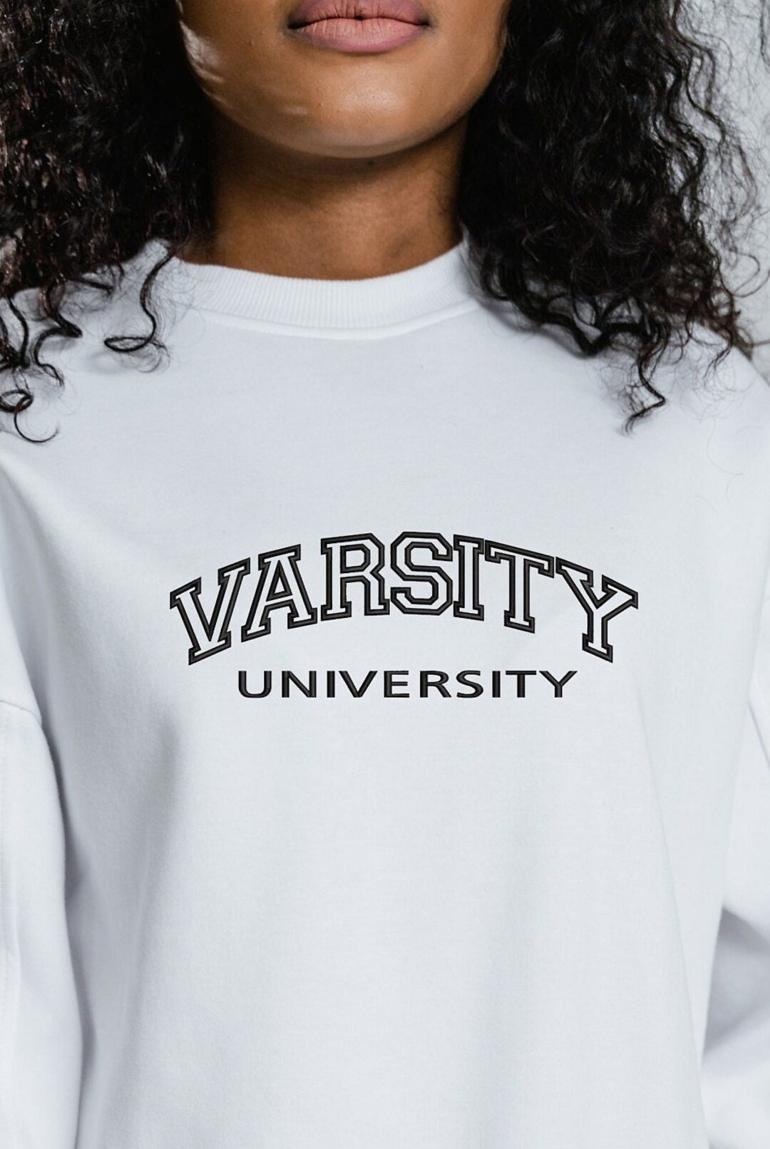 Embroidered Varsity Crewneck Sweater/tee - Etsy