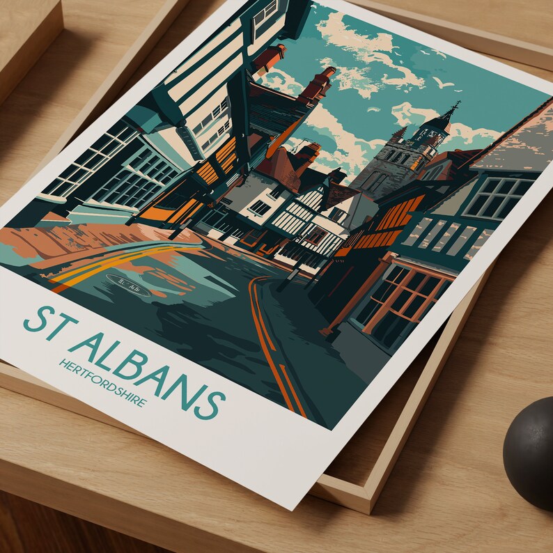 St Albans Travel Poster, Hertfordshire Print - Etsy