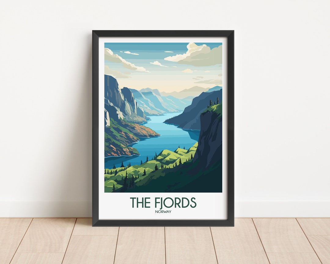 The Fjords Travel Poster the Fjords Travel Print Norway Travel Poster ...